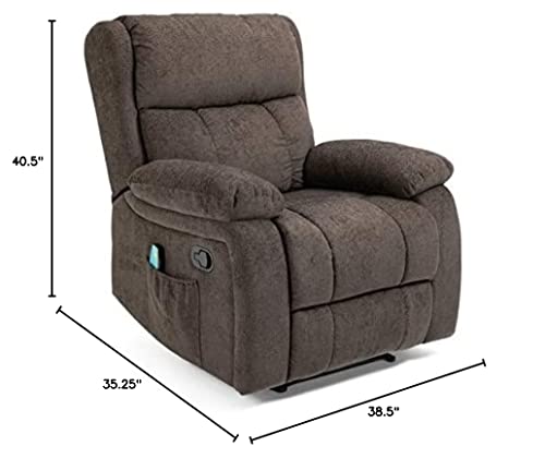 Christopher Knight Home Lindale Massage Recliner, Brown + Black 35.25D x 38.5W x 40.5H in