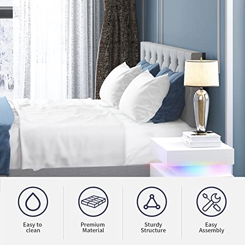 ZAFLY California King Platform Bed Frame with 4 Storage Drawers,Cal King Bed Frame with Fabric Headboard,Diamond Stitched Button Tufted Design,Wooden Slats Support,No Box Spring Needed,Light Grey
