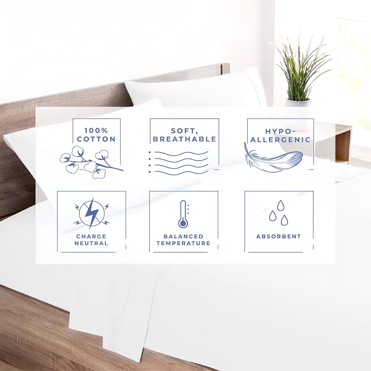Kotton Culture 1000 Thread Count Sheet Set 4 Piece 100% Egyptian Cotton Luxurious Breathable Soft Cooling Cotton Sheets with 15" Deep Pocket Snug Fit Smooth Sateen Weave (White, Queen)