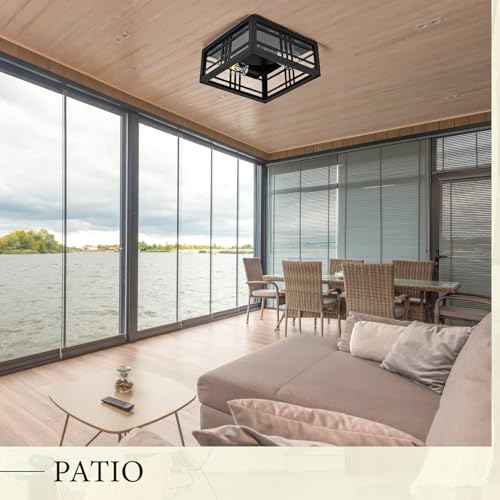 Betklamp Square Ceiling Light Fixtures Flush Mount Lighting Fixtures, 2-Light Porch Ceiling Lights Outdoor Ceiling Light Fixture for Porch Hallway Kitchen Entryway