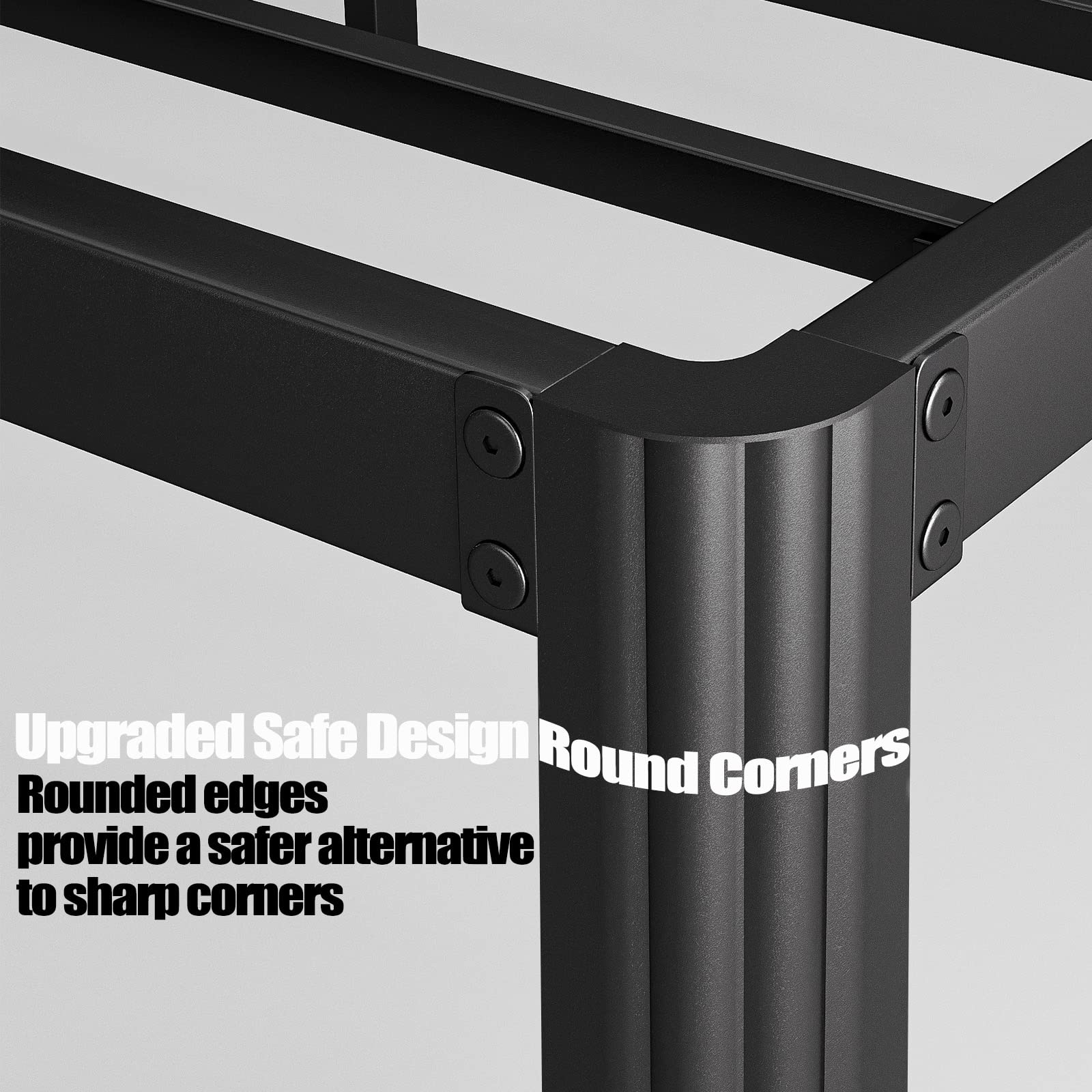 Hunlostten 18in High Heavy Duty California King Bed Frames No Box Spring Needed, Metal Platform Cal King Bed Frame with Round Corners, Easy Assembly, Noise Free, Black