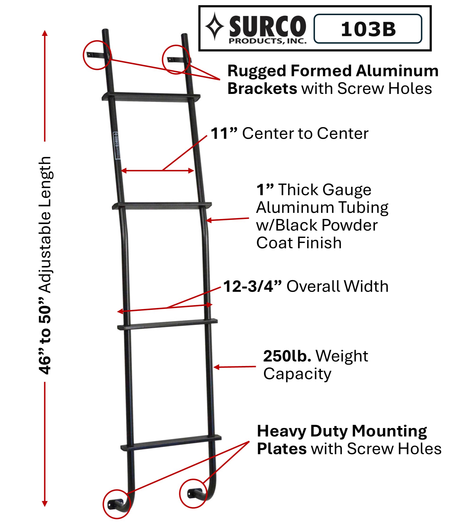 Surco 103B Black Universal Van Ladder