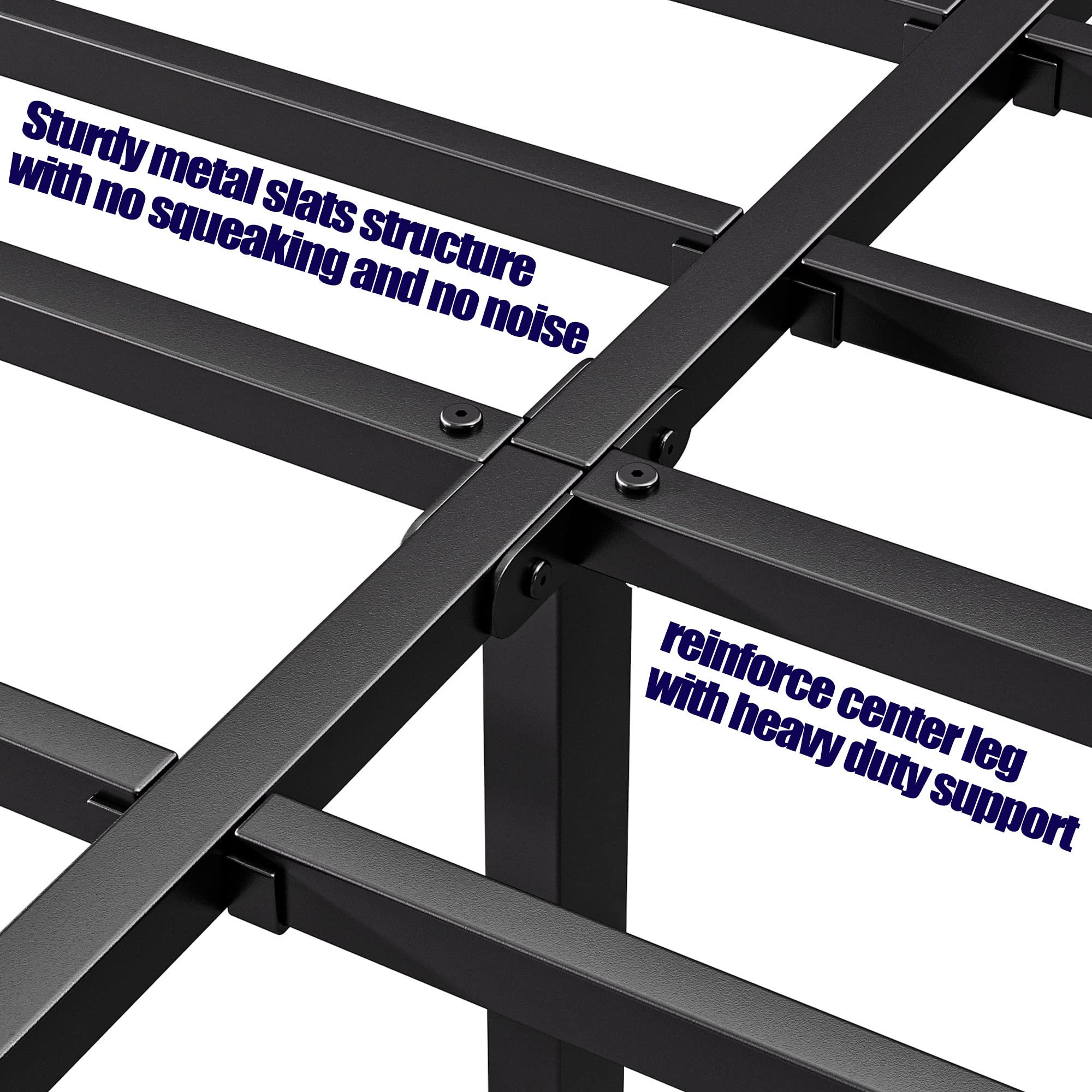 Hunlostten 18in High Heavy Duty California King Bed Frames No Box Spring Needed, Metal Platform Cal King Bed Frame with Round Corners, Easy Assembly, Noise Free, Black