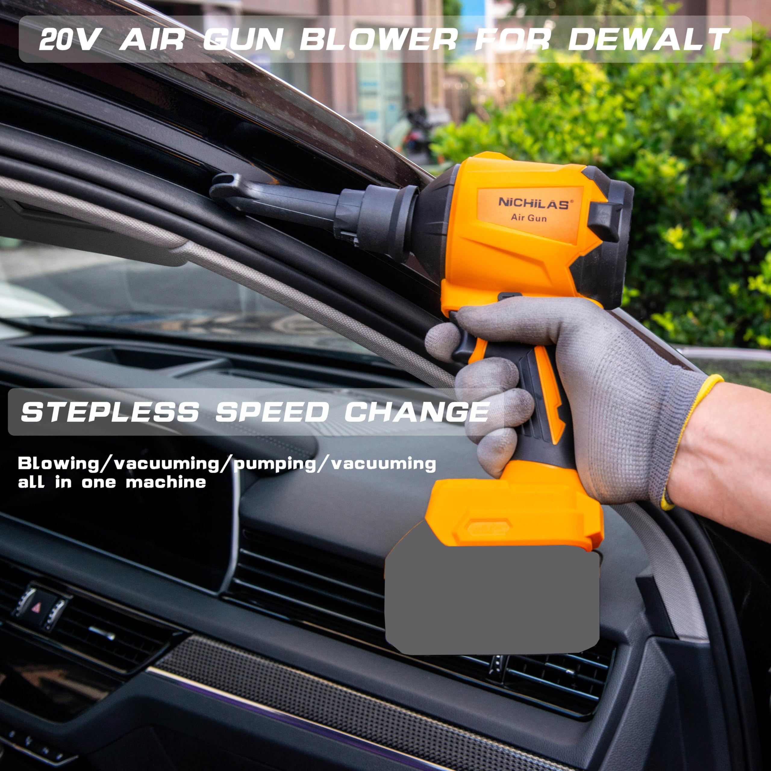 Nichilas Cordless Dust Blower Compatible with DEWALT 20V Battery, Vacuum 2 in 1 Leaf Cleaning Brushless Motor Variable Speed Cleaner (Tool Only, No Battery)