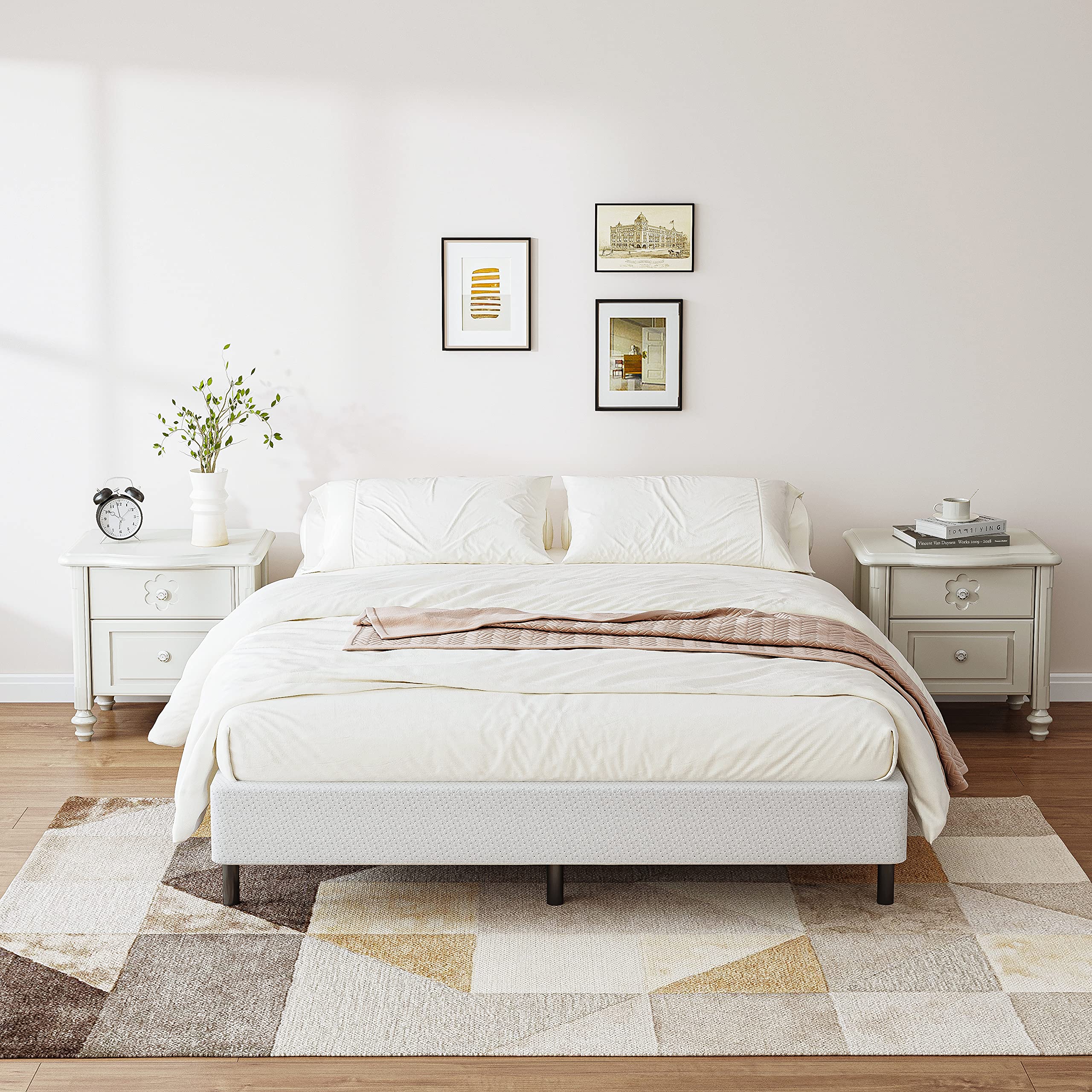 Daqutic Box Spring Cal King，9 Inch Metal Box-Spring Only, Mattress Foundation, Heavy Duty Structure with Fabric Cover, Noise Free, Non-Slip, Easy Assembly