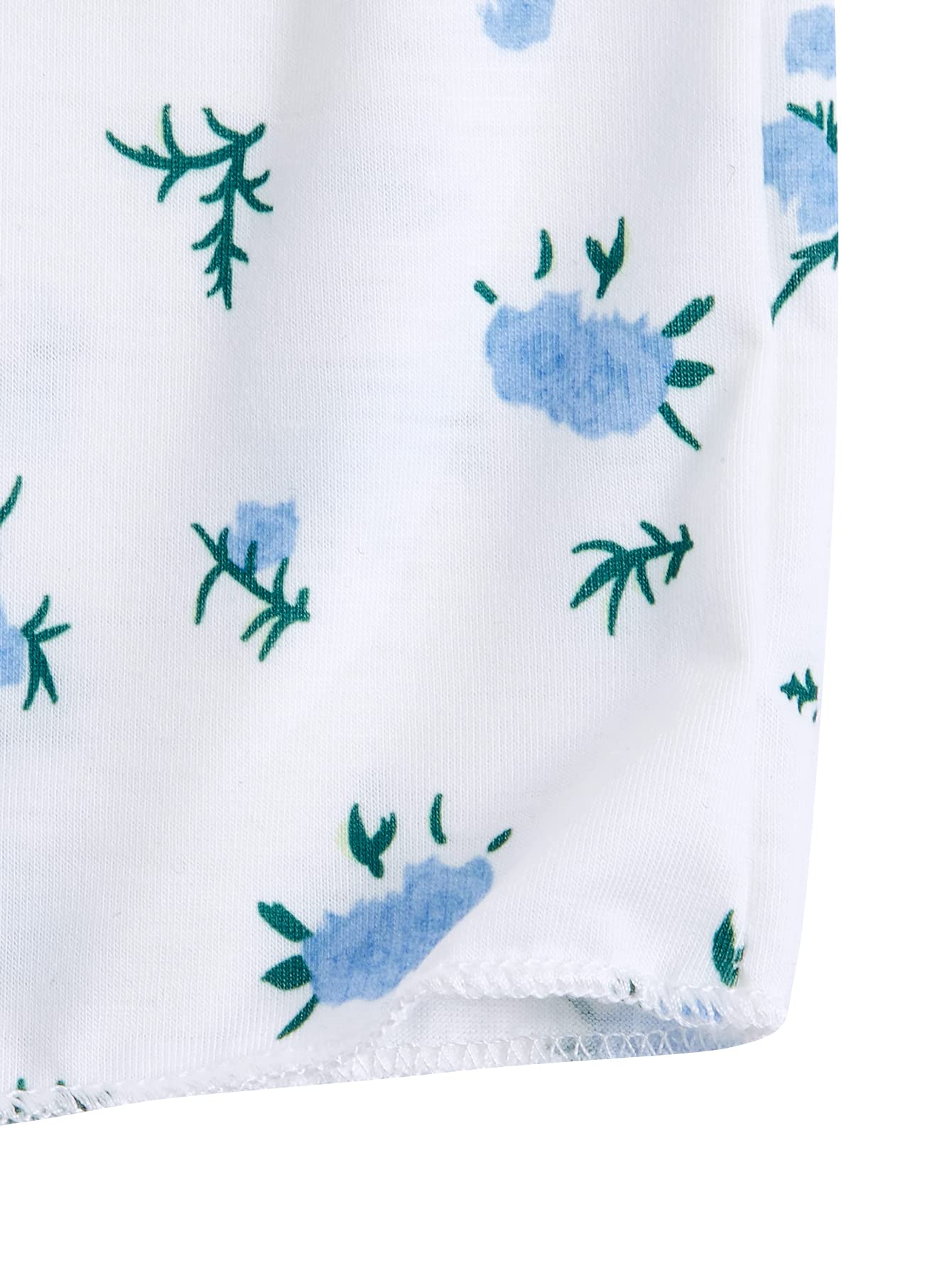 Verdusa Women's 2-Piece Button Down Short Sleeve Ditsy Floral Button Front Sleepwear Loungewear PJ Set White S