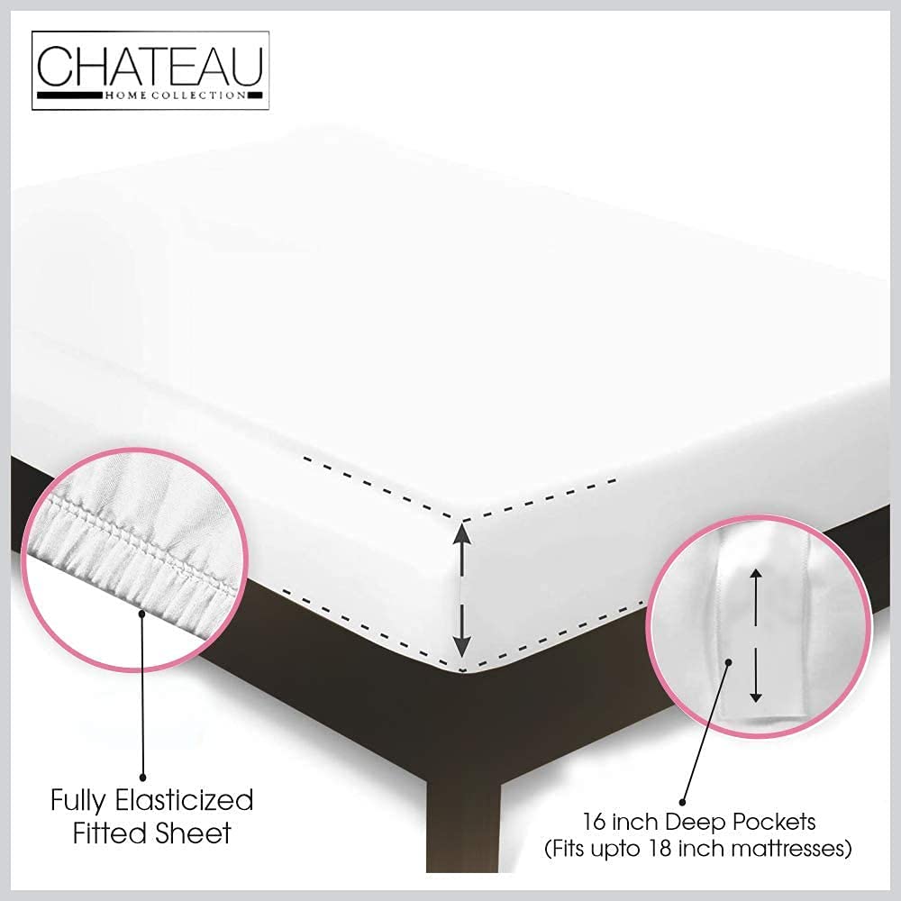 100% Egyption Cotton Cal King Solid Sheet Set & Striped Sheets Set of 2 Combo- 800 Thread Count Sateen Weave Cal KIng Size Solid Sheets & Striped Sheets, Deep Pocket Cotton Bedsheets - Taupe