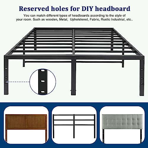LUSIMO California King Bed Frame 18 Inch Tall Cal King Bed Frame with Storage Heavy Duty Steel Slats Metal Platform Bed Frames No Box Spring Needed Anti Slip Easy Assembly Black