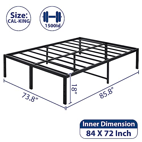 LUSIMO California King Bed Frame 18 Inch Tall Cal King Bed Frame with Storage Heavy Duty Steel Slats Metal Platform Bed Frames No Box Spring Needed Anti Slip Easy Assembly Black