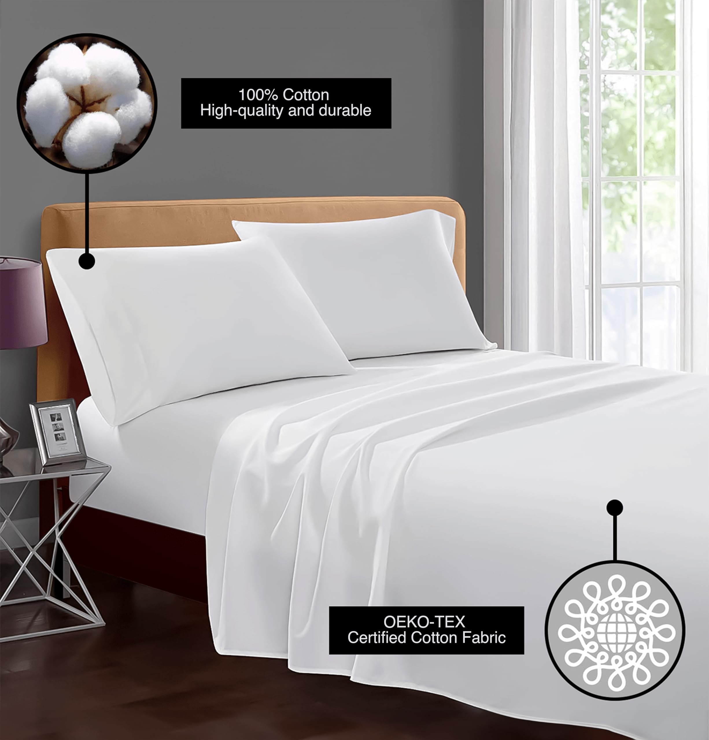 100% Cotton Sheets King Size Sheet Sets Egyptian Cotton Sheets 800 Thread Count - Extra Long-Staple Sheets, Fits Mattress Upto 16'' Deep Pocket, Sateen Weave, Soft Cotton Bed Sheet (Ivory)