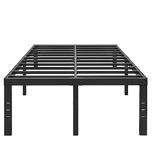Nightell 18 Inches California King Platform Bed Frame, 2500 lbs Heavy Duty Steel Slat Support, Noise Free No Box Spring Needed, Easy Assembly Black