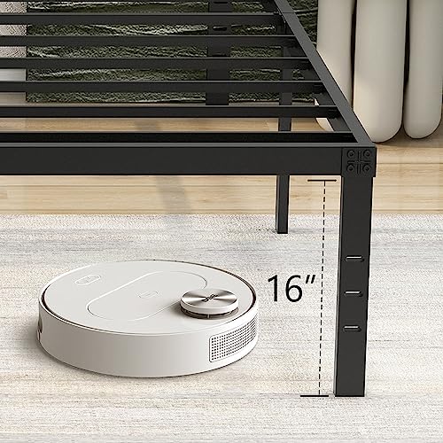 Nightell 18 Inches California King Platform Bed Frame, 2500 lbs Heavy Duty Steel Slat Support, Noise Free No Box Spring Needed, Easy Assembly Black