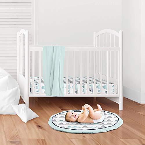 Sweet Jojo Designs Navy Blue, Aqua and Grey Aztec Playmat Tummy Time Baby and Infant Play Mat for Mountains Collection