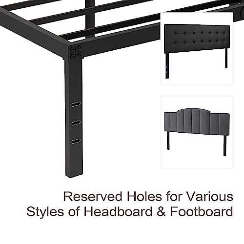 Nightell 18 Inches California King Platform Bed Frame, 2500 lbs Heavy Duty Steel Slat Support, Noise Free No Box Spring Needed, Easy Assembly Black