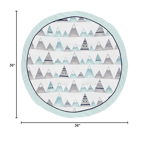 Sweet Jojo Designs Navy Blue, Aqua and Grey Aztec Playmat Tummy Time Baby and Infant Play Mat for Mountains Collection