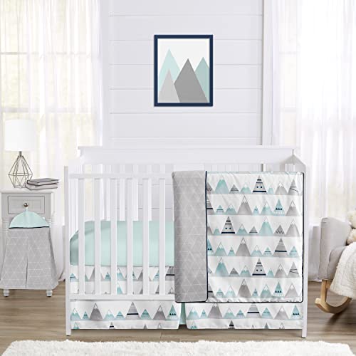 Sweet Jojo Designs Navy Blue, Aqua and Grey Aztec Playmat Tummy Time Baby and Infant Play Mat for Mountains Collection