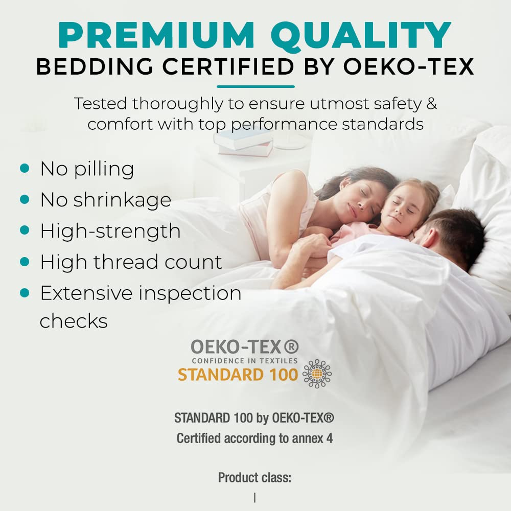 Feather & Stitch 100% Cotton 1 Piece Damask Stripe Queen Fitted Sheet 500 Thread Count White- Sateen Weave with 2 Extra Pillow Cases