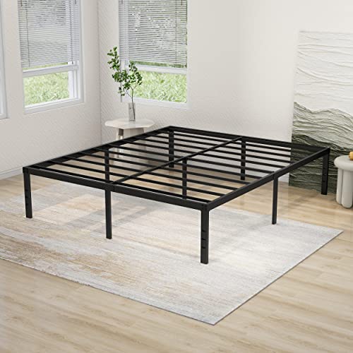 Nightell 18 Inches California King Platform Bed Frame, 2500 lbs Heavy Duty Steel Slat Support, Noise Free No Box Spring Needed, Easy Assembly Black