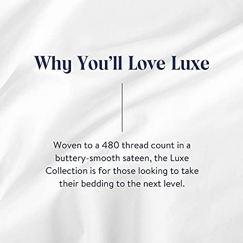Brooklinen Luxury Sateen 4 Piece King Size Sheets Set in Window Pane - 100% Cotton Sateen Sheets - 1 Fitted Sheet, 1 Flat Sheet, 2 Pillowcases - Best Luxury Sheets