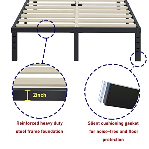 ZIYOO California King Bed Frame 14 inches Tall 3 Inches Wide Wood Slats with 3500 Pounds Support for Foam Mattress, No Box Spring Needed,Underbed Storage Space, Easy Assembly, Noise Free