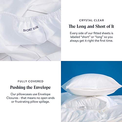 Brooklinen Luxury Sateen 4 Piece King Size Sheets Set in Window Pane - 100% Cotton Sateen Sheets - 1 Fitted Sheet, 1 Flat Sheet, 2 Pillowcases - Best Luxury Sheets