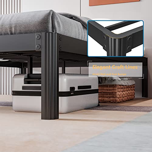 COMASACH California-King Bed-Frame with Round Corner and Cylinder Shaped Leg, 3500 lbs Non Slip Metal Platform Bed Frames No Box Spring Needed, 14 inch Noise Free Mattress-Foundation, Black