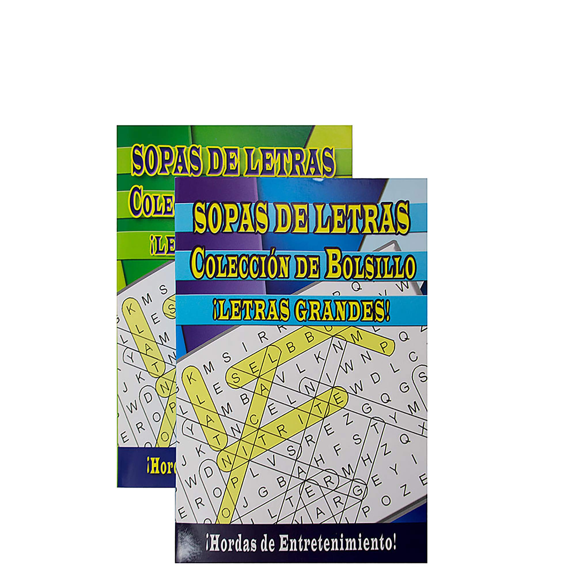 Crucigrama-Sopas De Letras 8" x 5" Digest Size 2 Titles, Word Search Find Words Books for Adults Teens, Training Learning with Game, 2-Pack