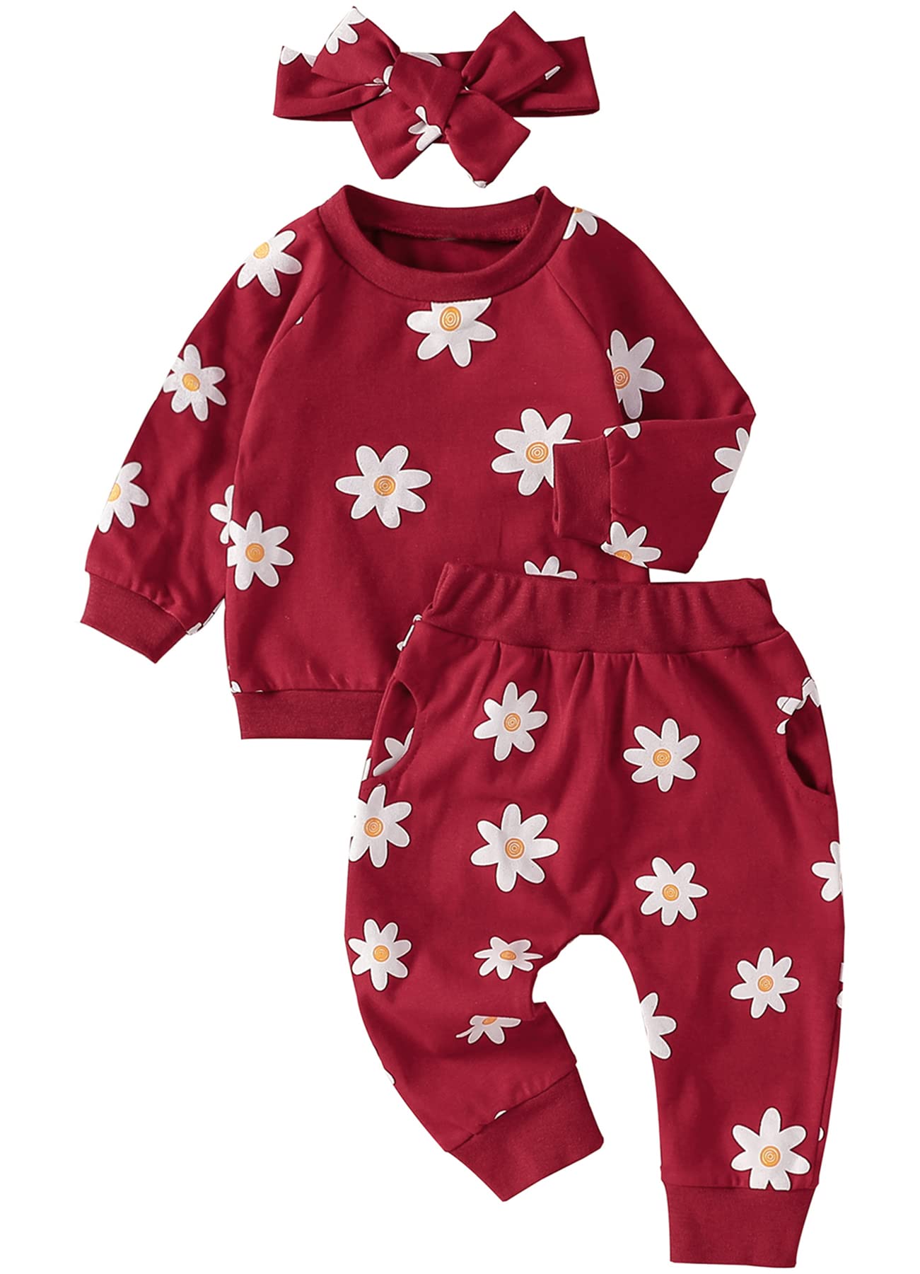 ZOEREA Baby Girl Clothes Outfits 3M-3 Years Flower Long Sleeve Sweatshirt Tops Pants Set Toddler Girl Clothes Gift