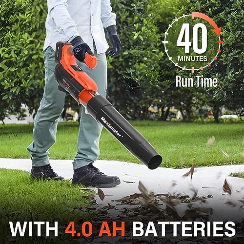 MAXLANDER Cordless Leaf Blower, 20V 350CFM Battery Powered Leaf Blowers for Lawn Care, Electric Lightweight Leaf Blower with 2-Speed Dial for Leaf/Snow/Dust Blowing (4.0Ah Battery & Charger Included)