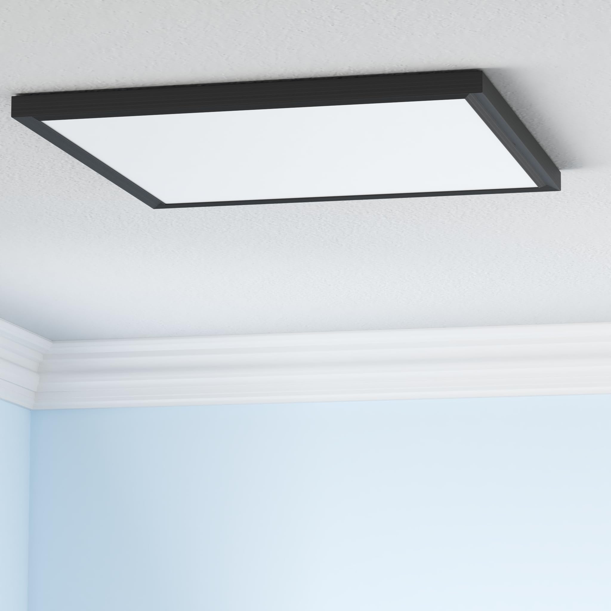 Ultralux 2x2 ft Surface Mount Ceiling Light Panel – Slim, Edge Lit, Flush Mount Flat Panel for Kitchen, Home & Office - TRIAC Dimmable, 3CCT Adjustable Color Temperature (Matte Black, 1 Pack)