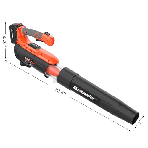 MAXLANDER Cordless Leaf Blower, 20V 350CFM Battery Powered Leaf Blowers for Lawn Care, Electric Lightweight Leaf Blower with 2-Speed Dial for Leaf/Snow/Dust Blowing (4.0Ah Battery & Charger Included)