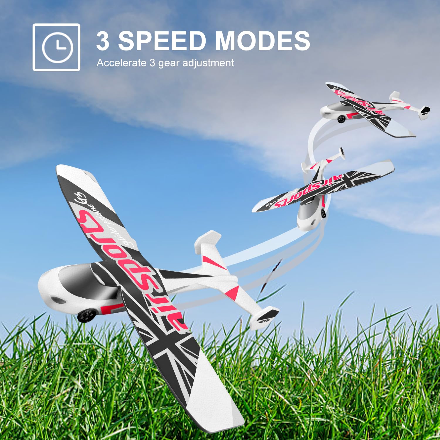 4DRC G3 RC Plane, 2.4Ghz Remote Control Airplane,Flying 6-axis Gyro Stabilizer with 2 Batteries,Blue&Green Light,2CH RTF RC Glider Toy,Easy to Fly for Beginners Adults Kids Girls 8 12 14 Boys,Red