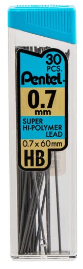 Pentel Eraser and Lead Refill Pack for Mechanical Pencils - Super Hi-polymer Lead Refills Value Pack - 0.7mm 6 Pack of 30 Pieces – Pack of White Eraser Refills 3 Packs of 4 Erasers Each