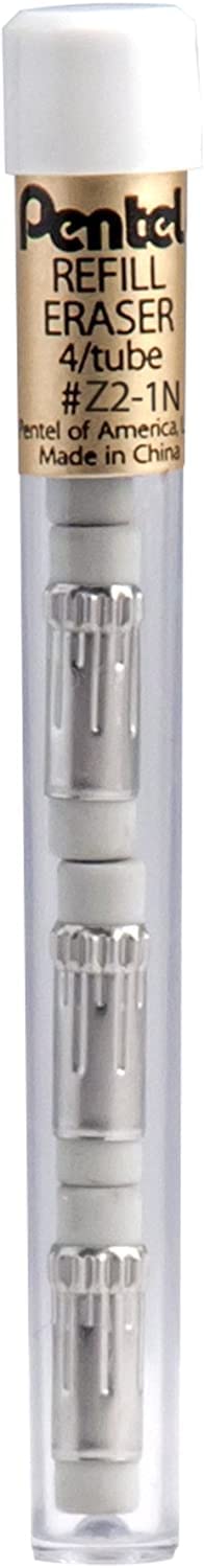 Pentel Eraser and Lead Refill Pack for Mechanical Pencils - Super Hi-polymer Lead Refills Value Pack - 0.7mm 6 Pack of 30 Pieces – Pack of White Eraser Refills 3 Packs of 4 Erasers Each