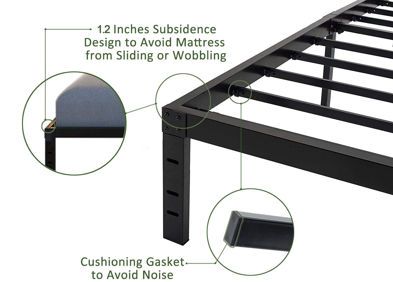 45MinST 18 Inch Platform Bed Frame/Easy Assembly Mattress Foundation / 3000lbs Heavy Duty Steel Slat/Noise Free/No Box Spring Needed,Cal King