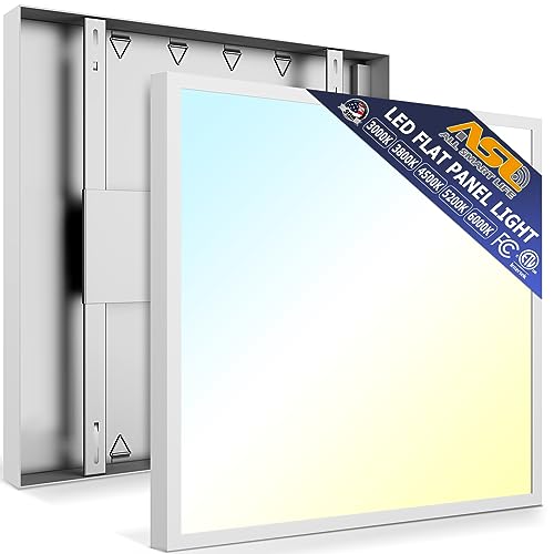Allsmartlife 2x2 LED Flat Panel Light Surface Mount 2-Pack, 24W/30W/40W Dimmable 5CCT 3000K-6000K, Edge-Lit LED Flush Mount Ceiling Fixtures Low Profile for Kitchen, Garage, ETL Listed
