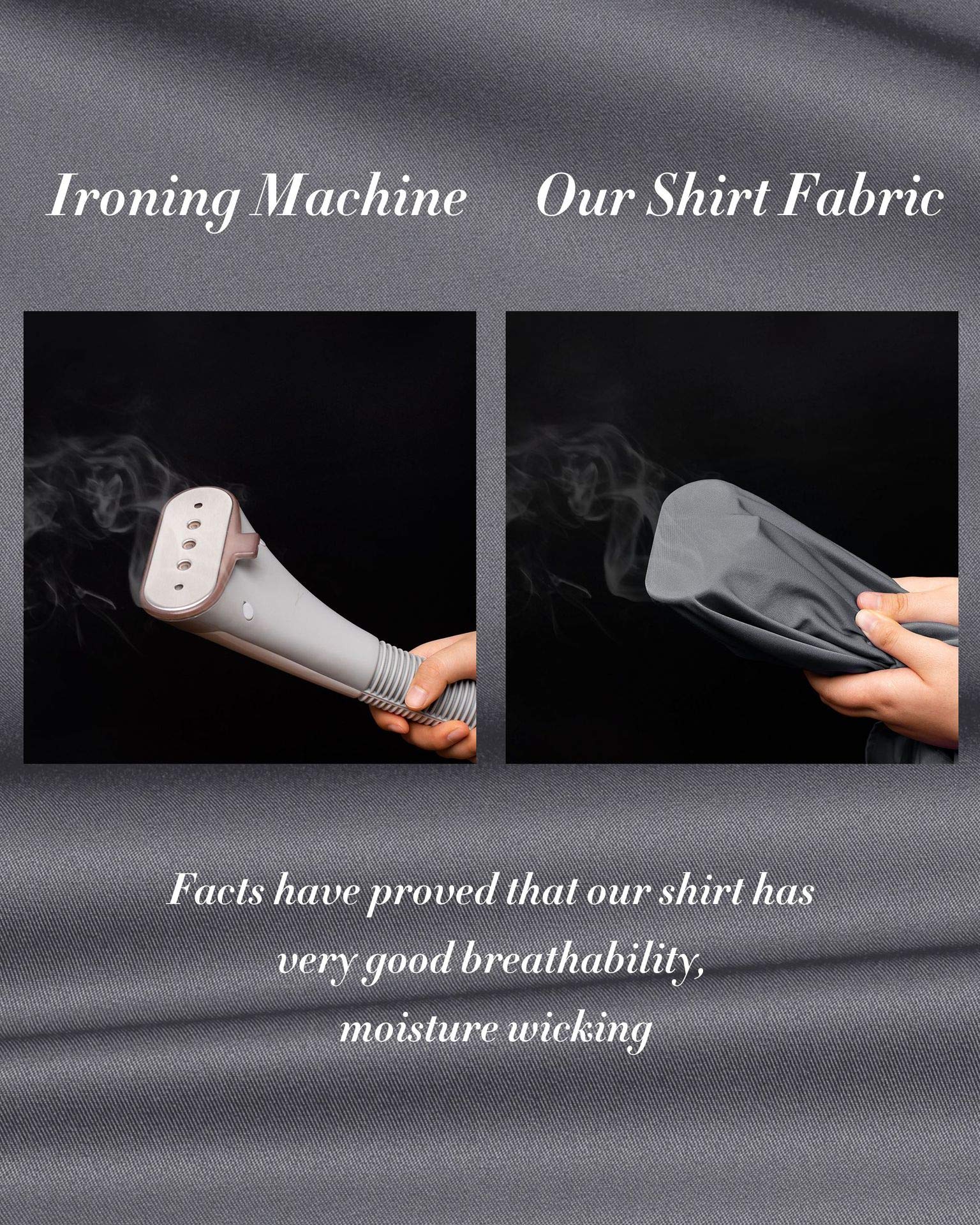 J.VER Men's Casual Long Sleeve Stretch Dress Shirt Wrinkle-Free Regular Fit Button Down Shirts Grey
