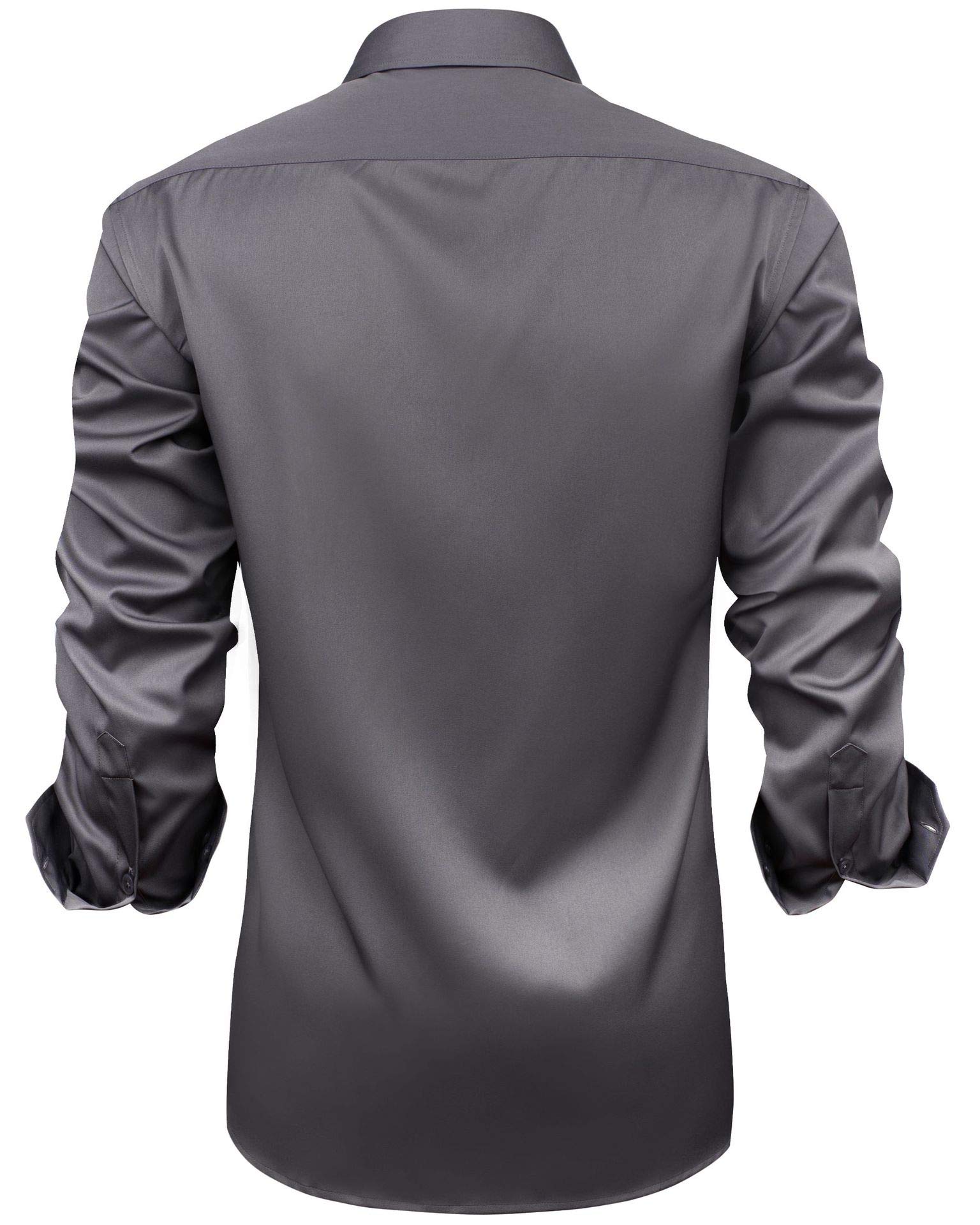 J.VER Men's Casual Long Sleeve Stretch Dress Shirt Wrinkle-Free Regular Fit Button Down Shirts Grey