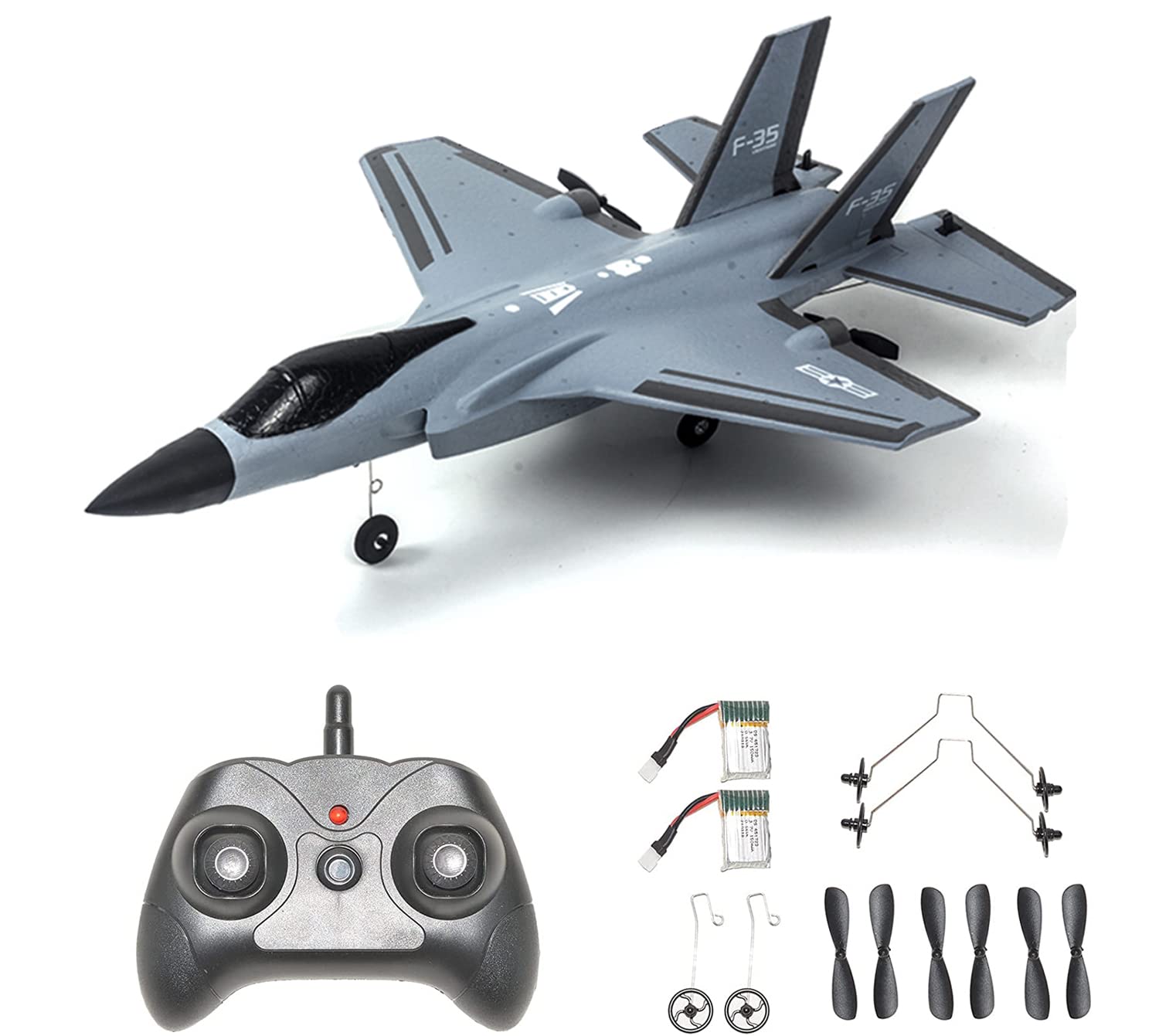 RC Airplane, 2.4Ghz 2 Channel Remote Control Plane Ready to Fly,RC Aircraft Built in 6-Axis Gyro,Easy Fly RC Plane for Kids Boys Beginner(Two Batteries)