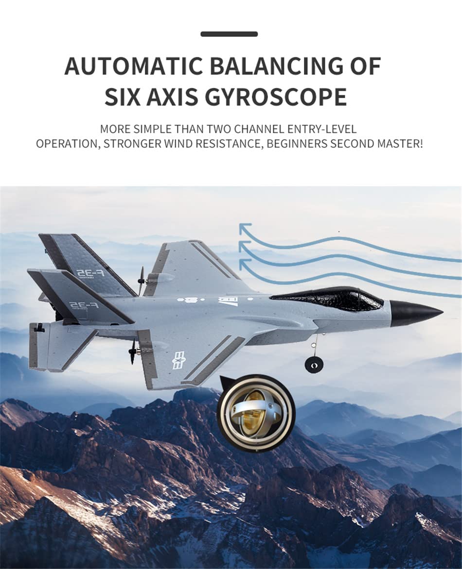 RC Airplane, 2.4Ghz 2 Channel Remote Control Plane Ready to Fly,RC Aircraft Built in 6-Axis Gyro,Easy Fly RC Plane for Kids Boys Beginner(Two Batteries)