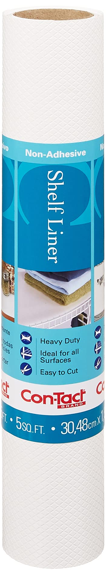 Con-Tact Brand Simple Elegance Textured Non-Adhesive Durable Shelf and Drawer Liner, 12" x 5', White Diamonds, 6 Rolls