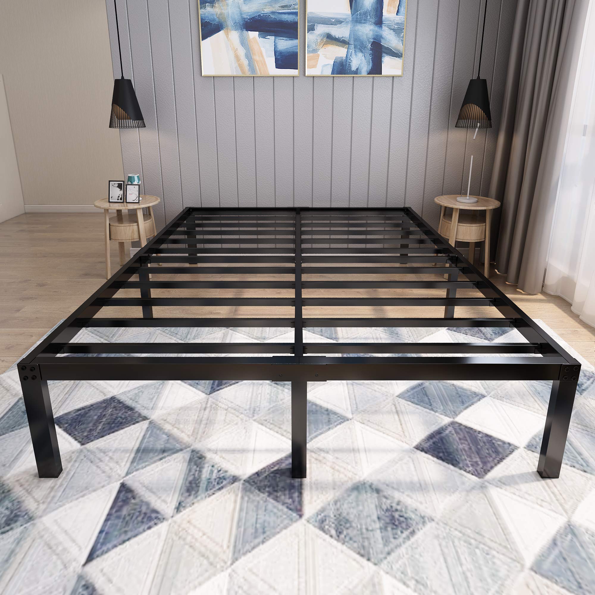 45MinST 18 Inch Platform Bed Frame/Easy Assembly Mattress Foundation / 3000lbs Heavy Duty Steel Slat/Noise Free/No Box Spring Needed,Cal King