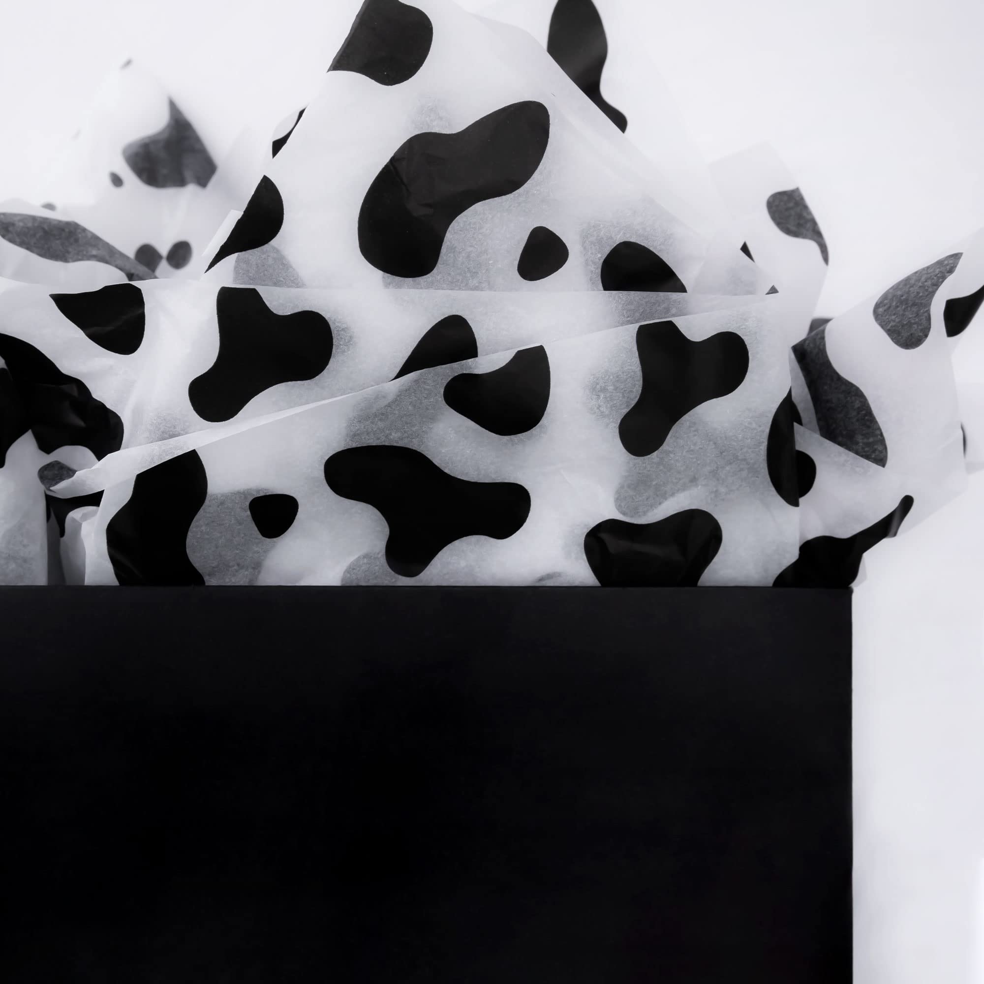 100 Sheets Cow Print Tissue Paper Bulk,Cow Print Tissue Paper for Gift Bags,Black and White Cow Print Tissue Paper for Cow Party ,14 x 20 inch