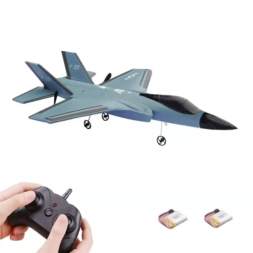 RC Airplane, 2.4Ghz 2 Channel Remote Control Plane Ready to Fly,RC Aircraft Built in 6-Axis Gyro,Easy Fly RC Plane for Kids Boys Beginner(Two Batteries)