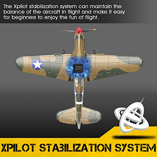 FLYCOLOR Volantexrc P40 Fighter RC Airplane 2.4Ghz 4CH Remote Control Aircraft Ready to Fly 761-13 Radio Controlled Plane for Beginners with Xpilot Stabilization System RTF