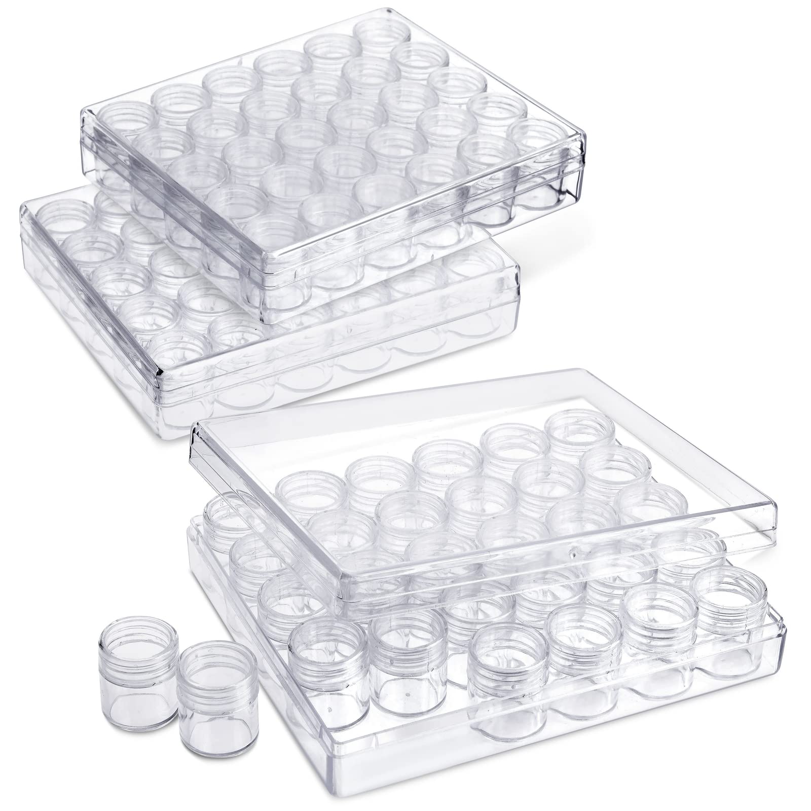 3 Pack Clear Bead Organizers and Storage Containers with Lids for Glitter, Arts and Crafts (93 Pieces)