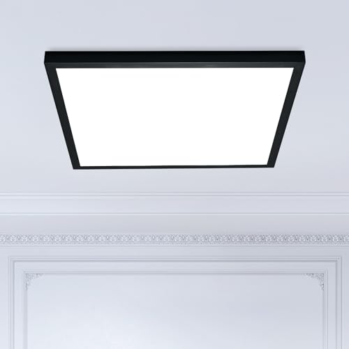 Mcacggo 2x2 FT LED Flush Mount Panel Light 5000K 4000K 3000K Selectable & Dimmable, Black Square Surface Mount led Ceiling Light, 40W, 4400LM, 100-277V, ETL Listed, 2 Pack