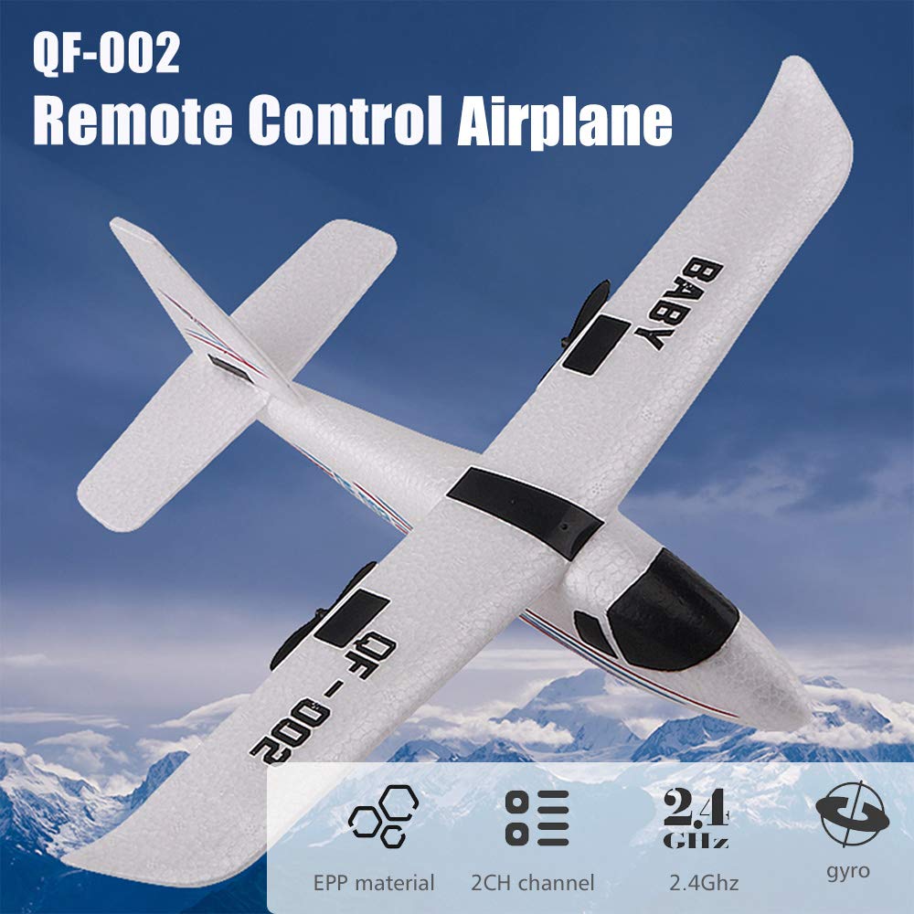 GoolRC QF002 RC Airplane, 2.4Ghz 2 Channel RC Plane Ready to Fly, Durable EPP Foam DIY Remote Control Airplane Toy Built-in Gyro, Easy to Fly RC Aircraft for Beginners Kids and Adults
