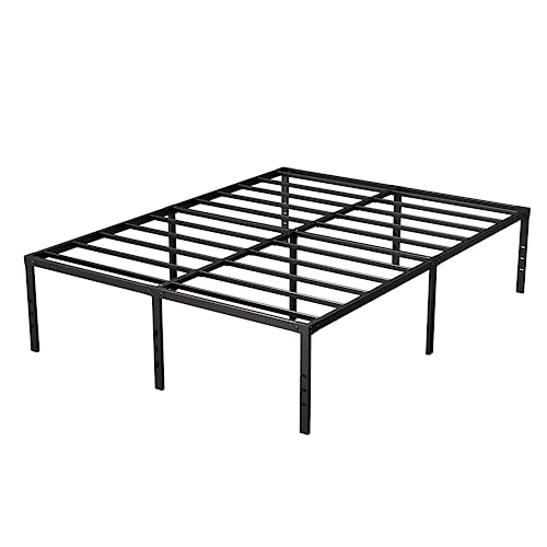 DERYONI 14 inch California King Bed Frame No Box Spring Needed Heavy Duty Platform Cal King Bed Frame Steel Slat Support 750lbs Easy Assembly Noise Free Black Bed Frame Cali King