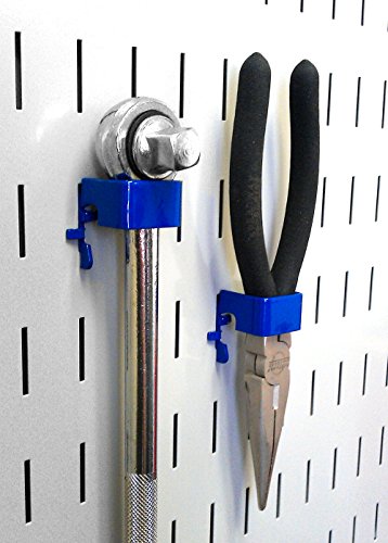 Wall Control 1in x 1in C-Bracket Slotted Metal Pegboard Hook Pegboard and Slotted Tool Board – Blue